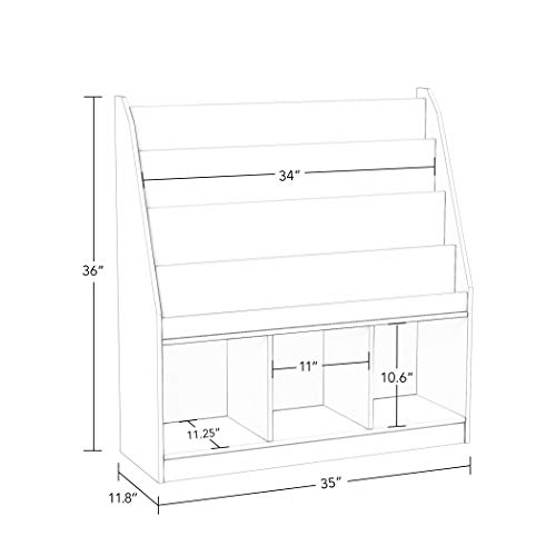 RiverRidge Kids 4 shelves Three Cubbies Bookrack, White (02-251)