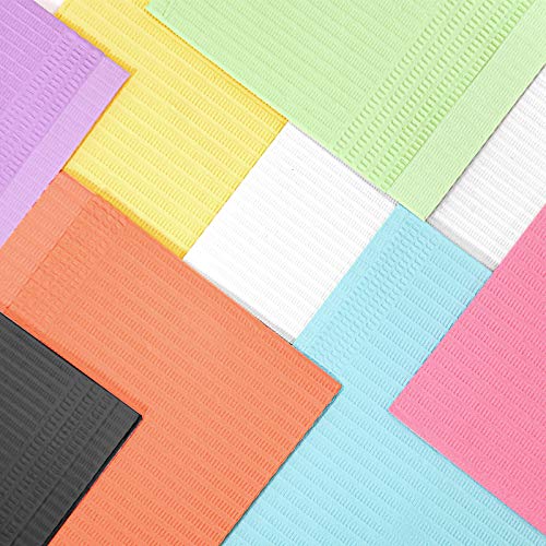 JMU Pink Dental Bibs (125 Pcs), Disposable Patient Bibs 13" x 18", 3 Ply Waterproof Tattoo Bibs Nail Paper Towels Tray Covers