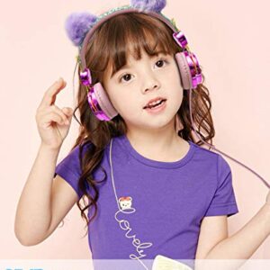 SVYHUOK Girls Pink Unicorn Wired Headphones,Cute Cat Ear Kids Game Headset for Boys Teens Tablet Laptop PC,Over Ear Children Headset withMic,for School Birthday Xmas Gifts