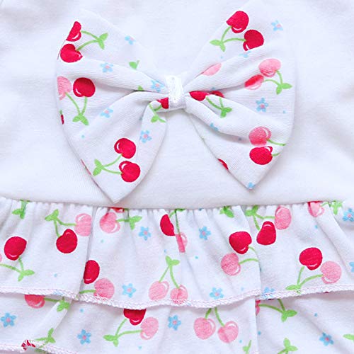 Pack of 2 Summer Pet Dress - Cute Bow Princess Dress Cherry & Flower Printed Puppy Dresses Dog Dress for Small Dogs Cats (XS)