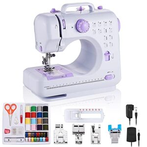 rxmeili sewing machine portable mini electric sewing machine for beginners 12 built-in stitches 2 speed with foot pedal，light, storage drawer