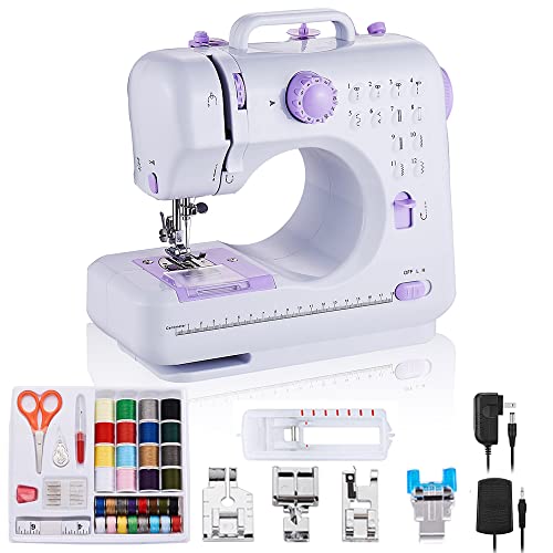 rxmeili Sewing Machine Portable mini Electric Sewing Machine for beginners 12 Built-in Stitches 2 Speed with Foot Pedal，Light, Storage Drawer