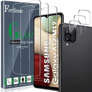 ferilinso [6 pack] 3 pack screen protector + 3 pack camera lens protector for samsung galaxy a12/a12 nacho [hd] [tempered-glass] [case friendly] [anti-fingerprint] [easy installation]