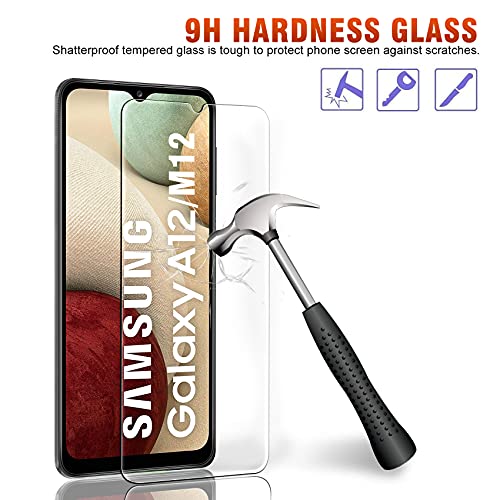 Ferilinso [6 Pack] 3 Pack Screen Protector + 3 Pack Camera Lens Protector for Samsung Galaxy A12/A12 Nacho [HD] [Tempered-Glass] [Case Friendly] [Anti-Fingerprint] [Easy Installation]