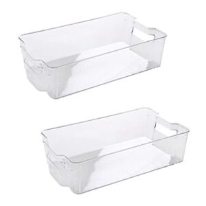 kitchen details 2 pack x-large refrigerator shelf, stackable kitchen storage, for countertops, cabinets, handles, in clear fridge organizer, 14.6" x 8.3" x 3.9"