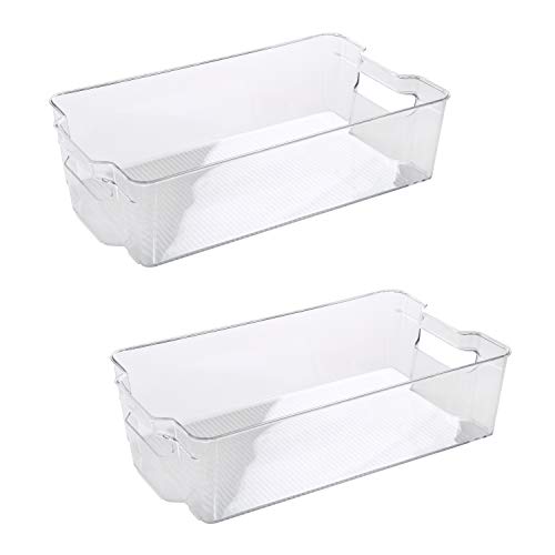 Kitchen Details 2 Pack X-Large Refrigerator Shelf, Stackable Kitchen Storage, for Countertops, Cabinets, Handles, in Clear Fridge Organizer, 14.6" x 8.3" x 3.9"