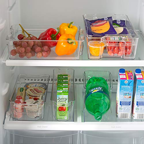 Kitchen Details 2 Pack X-Large Refrigerator Shelf, Stackable Kitchen Storage, for Countertops, Cabinets, Handles, in Clear Fridge Organizer, 14.6" x 8.3" x 3.9"