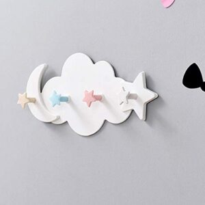 Plastic Star Cloud Hook, Decorative Plastic Coat Hooks for Kid's Room Nursery, Creative Moon and Stars Self Adhesive Wall Coat, Clothes Storage Hanger Rack Wall Kid Bedroom Decor