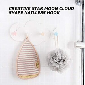 Plastic Star Cloud Hook, Decorative Plastic Coat Hooks for Kid's Room Nursery, Creative Moon and Stars Self Adhesive Wall Coat, Clothes Storage Hanger Rack Wall Kid Bedroom Decor