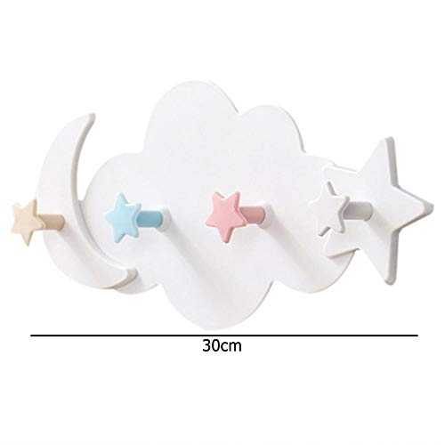 Plastic Star Cloud Hook, Decorative Plastic Coat Hooks for Kid's Room Nursery, Creative Moon and Stars Self Adhesive Wall Coat, Clothes Storage Hanger Rack Wall Kid Bedroom Decor