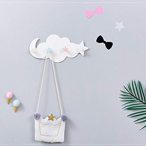 Plastic Star Cloud Hook, Decorative Plastic Coat Hooks for Kid's Room Nursery, Creative Moon and Stars Self Adhesive Wall Coat, Clothes Storage Hanger Rack Wall Kid Bedroom Decor