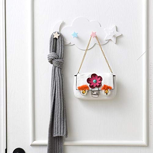 Plastic Star Cloud Hook, Decorative Plastic Coat Hooks for Kid's Room Nursery, Creative Moon and Stars Self Adhesive Wall Coat, Clothes Storage Hanger Rack Wall Kid Bedroom Decor