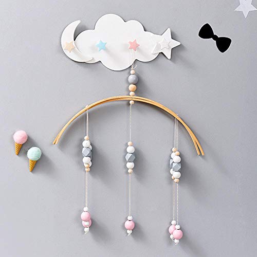 Plastic Star Cloud Hook, Decorative Plastic Coat Hooks for Kid's Room Nursery, Creative Moon and Stars Self Adhesive Wall Coat, Clothes Storage Hanger Rack Wall Kid Bedroom Decor