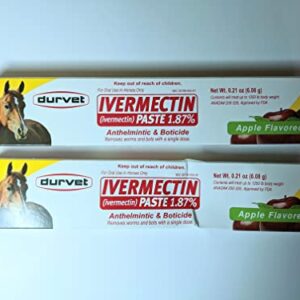 Ivermectin Paste Dewormer - 6.08g dose @ 1.87% Apple Flavor (Pack of 2)