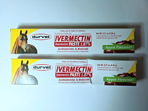 Ivermectin Paste Dewormer - 6.08g dose @ 1.87% Apple Flavor (Pack of 2)