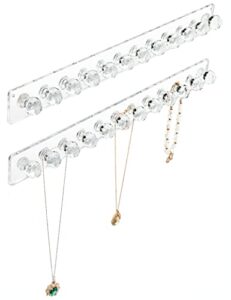 heesch necklace holder, acrylic necklace hanger, wall mont necklace organizer, jewelry hooks for necklaces, bracelets, chains (2-pack clear)