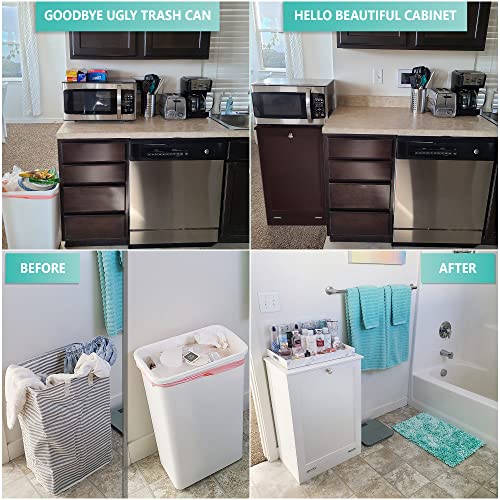 Northwood Calliger Tilt Out Trash Bin Cabinet or Laundry Hamper Solid Workmanship and New 2022 Design Cuts Assembly Time in Half! Hide Ugly Trash, add Countertop Space, Keep Pets Out!