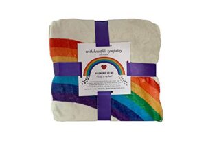 catrageous pet memorial blanket - over the rainbow bridge bereavement gift for dog or cat loss - with comforting heartfelt sentiment and colorful pawprints