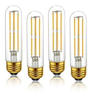 adshen-us dimmable e26 edison bulb 6w tubular t10 led bulb,equal 60 watt light bulb,daylight white 4000k,edison filament light bulbs for pendant,chandeliers,wall scones, 4-pack …