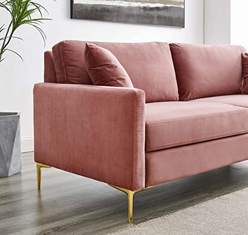 Modway Juliana Performance Velvet Upholstered Sofa, Dusty Rose