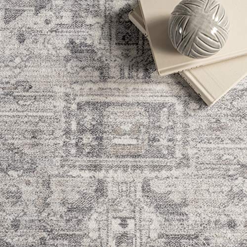 nuLOOM Brielle Machine Washable Vintage Medallion Area Rug, 5' x 8', Grey