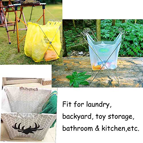 SUPANT Trash Bags 13 Gallon Holder Stand, Waste Sorting Bin, Grass Clippings Portable Fold Up Can, Trash Stand Holder for Camping Recycling Suitable in Bedroom, Kitchen, Camping Indoor and Outdoor