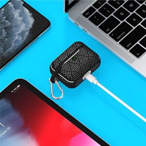 TALK WORKS AirPods Pro Case Cover with Keychain - Protective Hard Silicone Skin for AirPods Keychain Case Clip Carabiner Wireless Charging Compatible with Apple AirPod Pro Carrying Case 2019 - Black