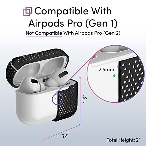 TALK WORKS AirPods Pro Case Cover with Keychain - Protective Hard Silicone Skin for AirPods Keychain Case Clip Carabiner Wireless Charging Compatible with Apple AirPod Pro Carrying Case 2019 - Black