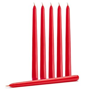 Michael Zohar Candles-12 Pack red Taper Candles-10 Inch Dripless Unscented red Candle Sticks - Ideal for Weddings, Romantic Dinner-8 Hour Burn Time