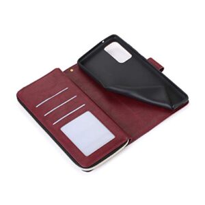 N9 Compatible with Samsung Galaxy S21 Ultra Wallet Case,Leather Zipper Magnetic 9 Card Slots Purse Protection Back Cover Compatible with Samsung Galaxy S21 Ultra(Wine Red)