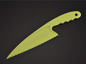 green lettuce knife for vegetable cake bread with serrated cutting edges kids safe chef nylon green