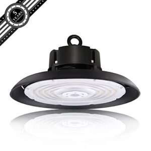 led ufo high bay light 150w dimmable hanging shop lights commercial lighting lamp ceiling fixture for workshop warehouse garage barn, 22000lm/5000k, 100-277v hardwired, [dlc]650w hid/hps equiv.