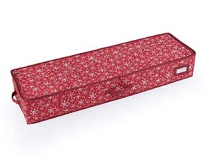 covermates keepsakes underbed storage bag - carrying handles, mesh interior pocket - holiday storage-red snowflake