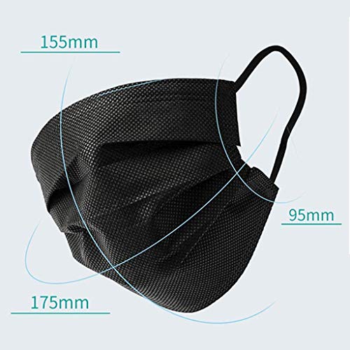 100 Pcs Individually Wrapped Disposable Face Masks,3-layer Soft Skin Earloop Mask, Retail Packaging Black