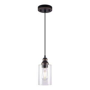 yaokuem pendant lighting fixture, hanging ceiling lights with e26 medium base, metal housing with clear glass, bulbs not included, 1-pack