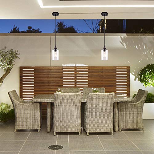 YaoKuem Pendant Lighting Fixture, Hanging Ceiling Lights with E26 Medium Base, Metal Housing with Clear Glass, Bulbs not Included, 1-Pack