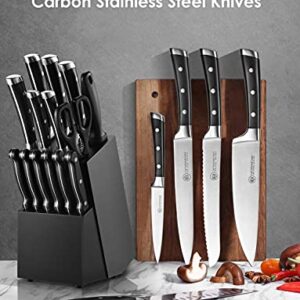 Kitchen Knife Set - 1829 CARL SCHMIDT SOHN 15 Pieces Knife Block Set with Sharpener, Forged Stainless Steel, Professional Chef Block Set with Ergonomic Handle, Kitchen Tool Set, World-Class Sharpness