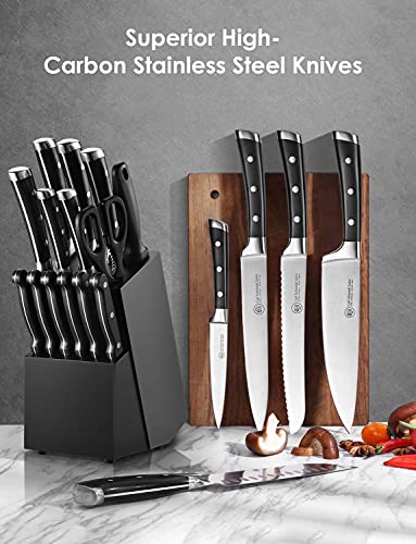 Kitchen Knife Set - 1829 CARL SCHMIDT SOHN 15 Pieces Knife Block Set with Sharpener, Forged Stainless Steel, Professional Chef Block Set with Ergonomic Handle, Kitchen Tool Set, World-Class Sharpness