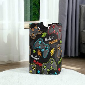 Qilmy Gamepad Laundry Hamper Large Waterproof with Handle Laundry Baskets Foldable Lightweight Durable Store Basket for Bathroom Bedroom