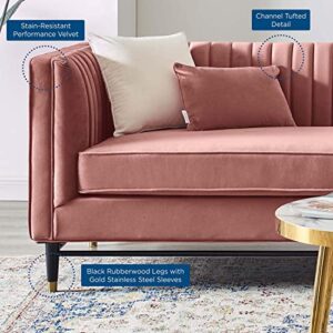 Modway Devote Channel Tufted Performance Velvet, Sofa, Dusty Rose