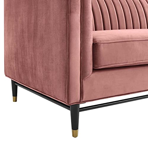 Modway Devote Channel Tufted Performance Velvet, Sofa, Dusty Rose