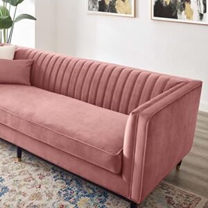 Modway Devote Channel Tufted Performance Velvet, Sofa, Dusty Rose