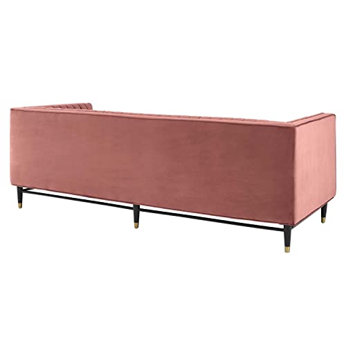 Modway Devote Channel Tufted Performance Velvet, Sofa, Dusty Rose