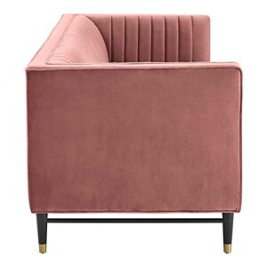 Modway Devote Channel Tufted Performance Velvet, Sofa, Dusty Rose