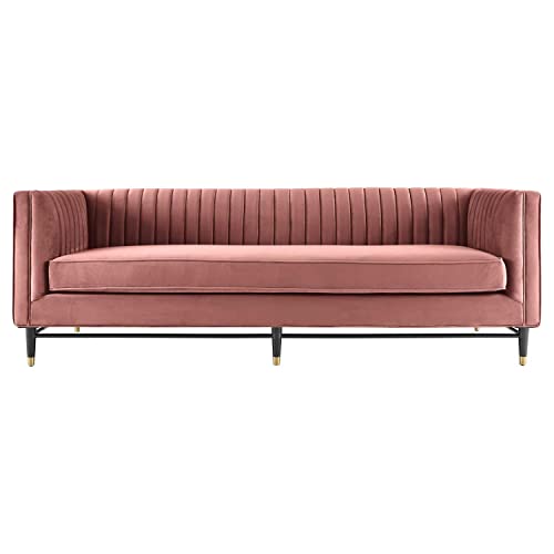 Modway Devote Channel Tufted Performance Velvet, Sofa, Dusty Rose