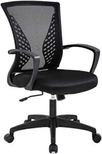 home office chair ergonomic computer desk chair mesh task chair with lumbar support swivel rolling office chairs adjustable mid back mesh chair for adults, black