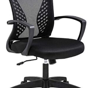 Home Office Chair Ergonomic Computer Desk Chair Mesh Task Chair with Lumbar Support Swivel Rolling Office Chairs Adjustable Mid Back Mesh Chair for Adults, Black