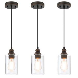 WISBEAM Pendant Lighting Fixture, Hanging Ceiling Lights with E26 Medium Base Max. 60 Watts, ETL Rated, Bulbs not Included, 3-Pack