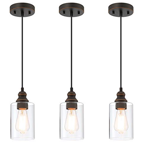 WISBEAM Pendant Lighting Fixture, Hanging Ceiling Lights with E26 Medium Base Max. 60 Watts, ETL Rated, Bulbs not Included, 3-Pack