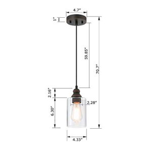 WISBEAM Pendant Lighting Fixture, Hanging Ceiling Lights with E26 Medium Base Max. 60 Watts, ETL Rated, Bulbs not Included, 3-Pack